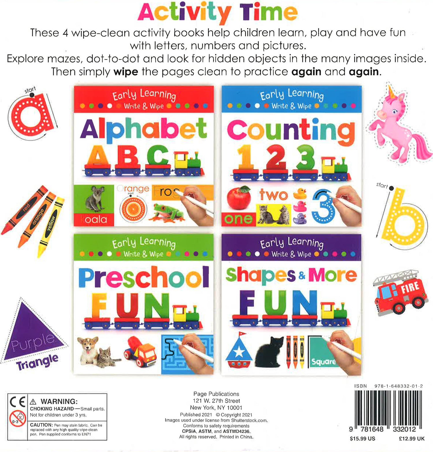 Early Learning Write & Wipe: Activity Time (4 Book Set W/Pen) – BookXcess
