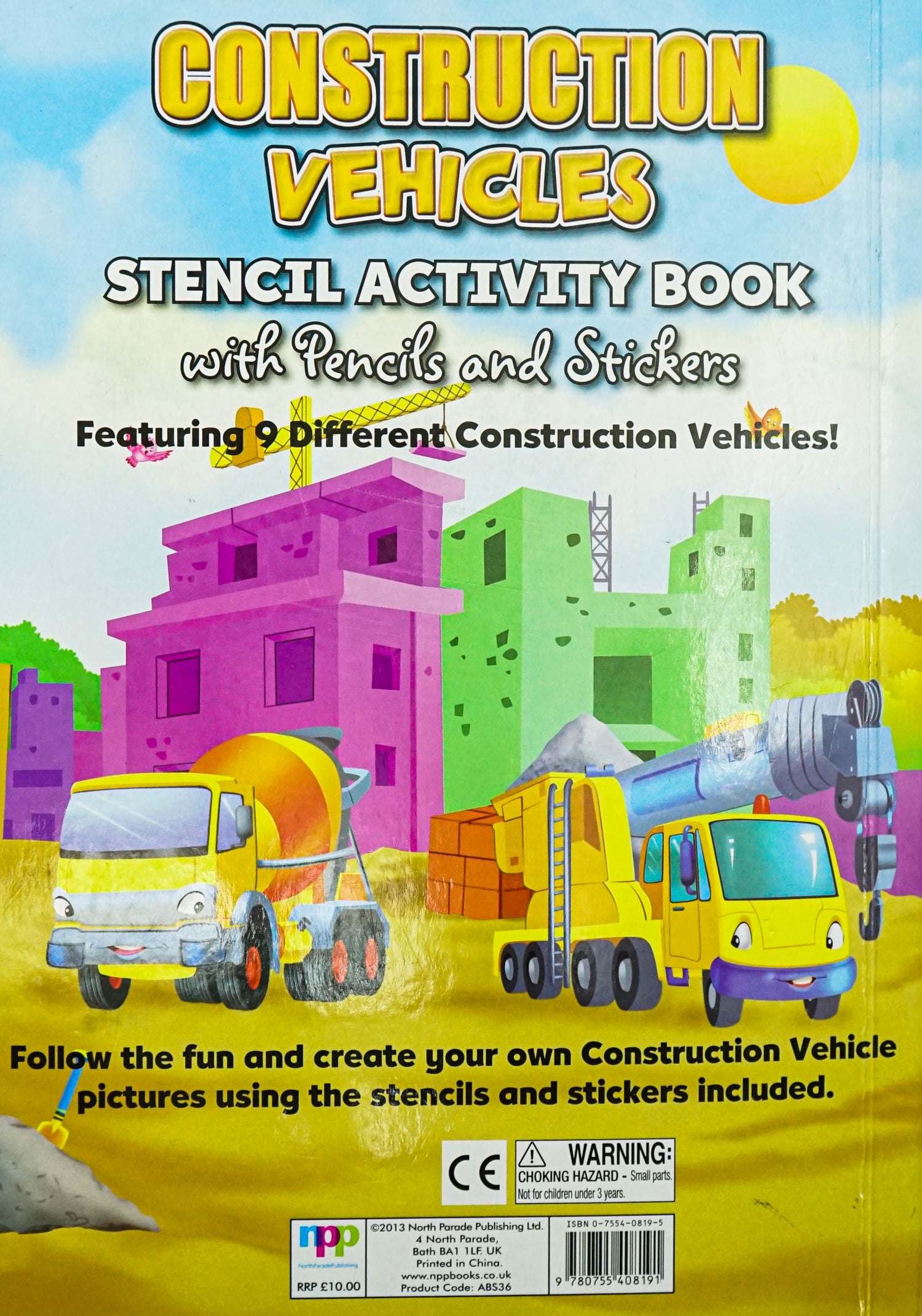 Construction Vehicles: Stencil Activity Book – BookXcess