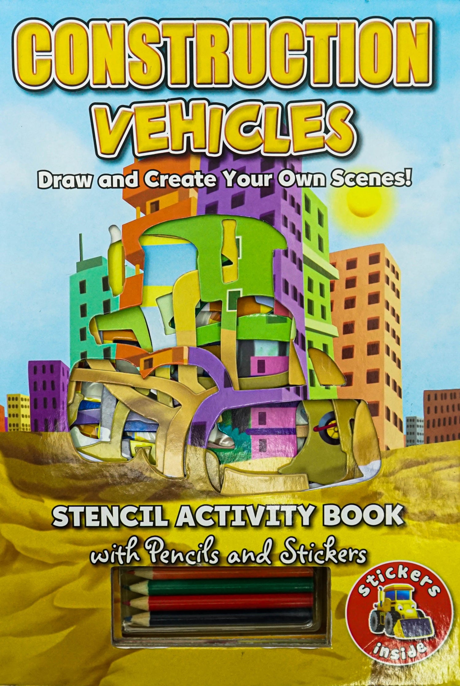 Construction Vehicles: Stencil Activity Book – BookXcess
