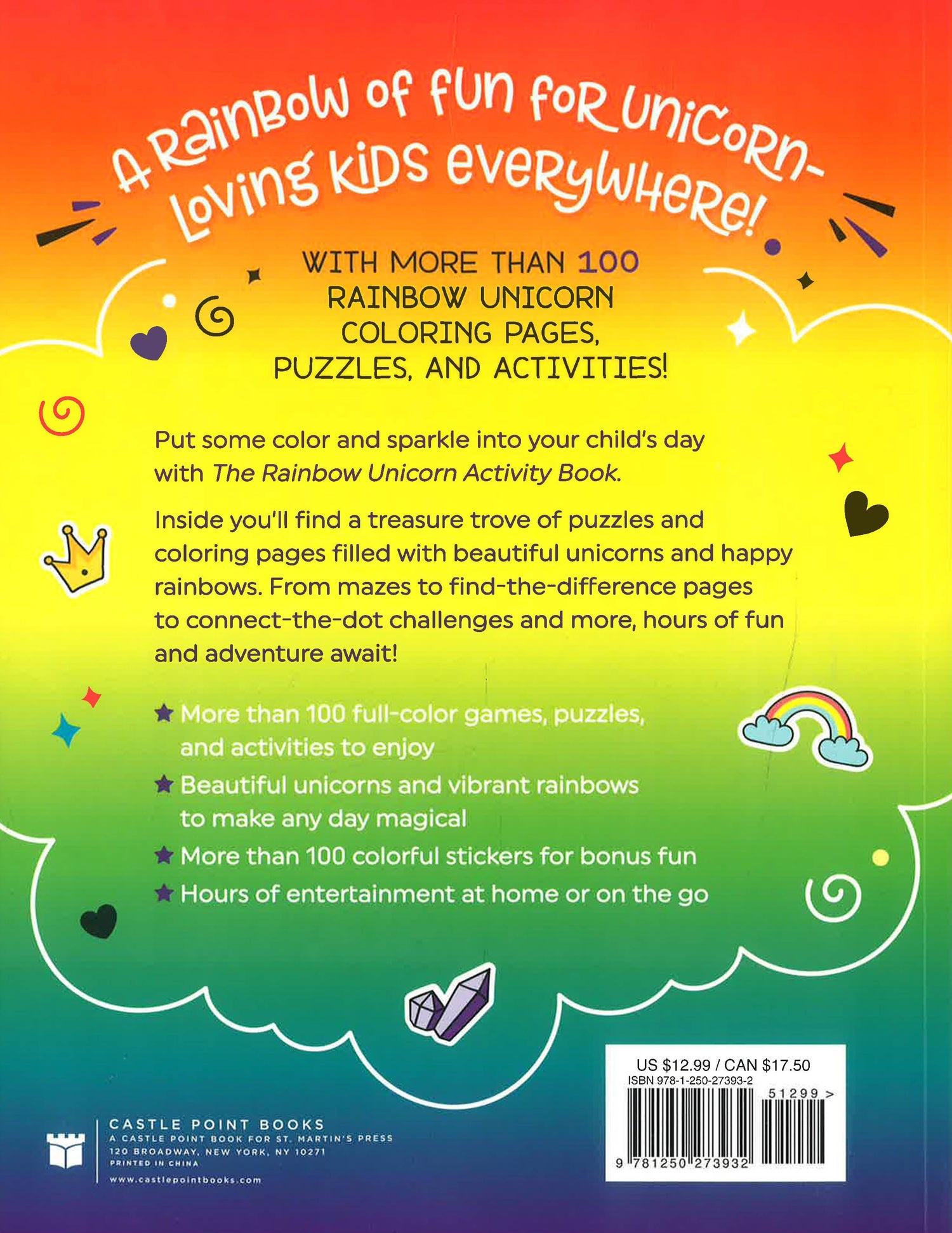 The Rainbow Unicorn Activity Book: Magical Games For Kids With Sticker ...