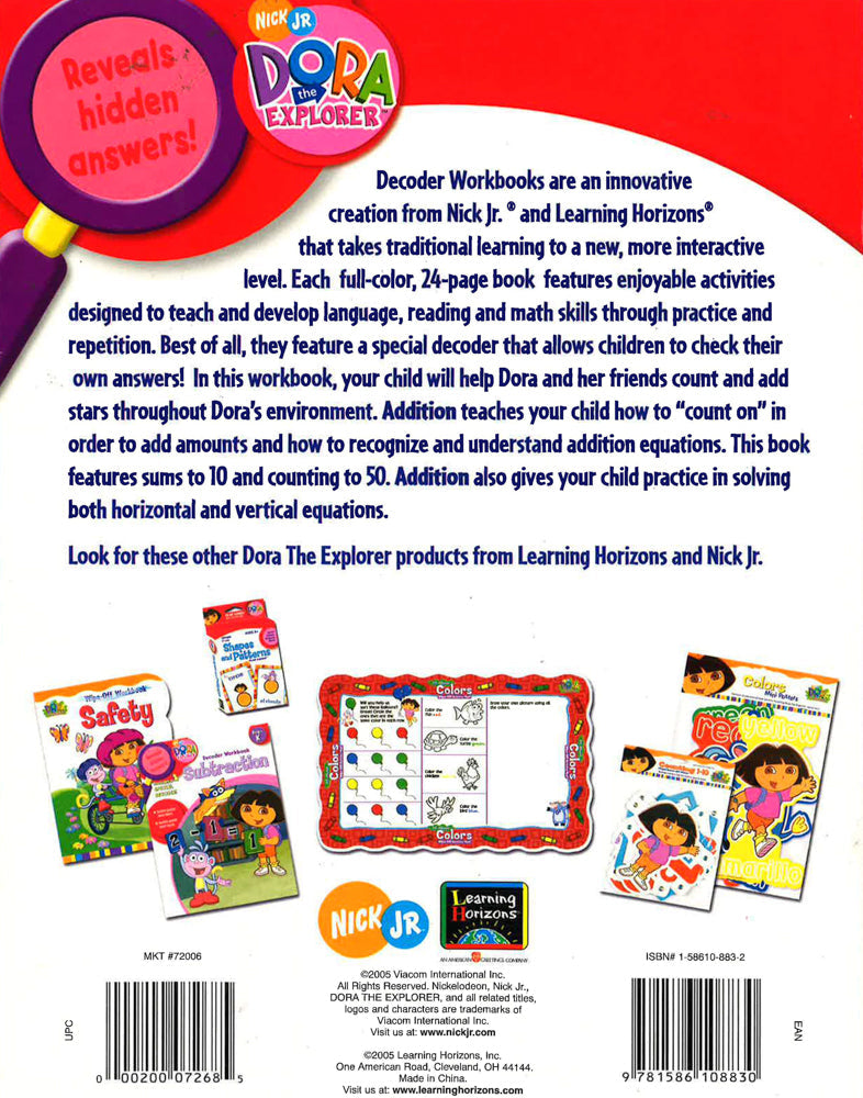 Addition Decoder Workbook (Dora The Explorer, Pre-K) – BookXcess