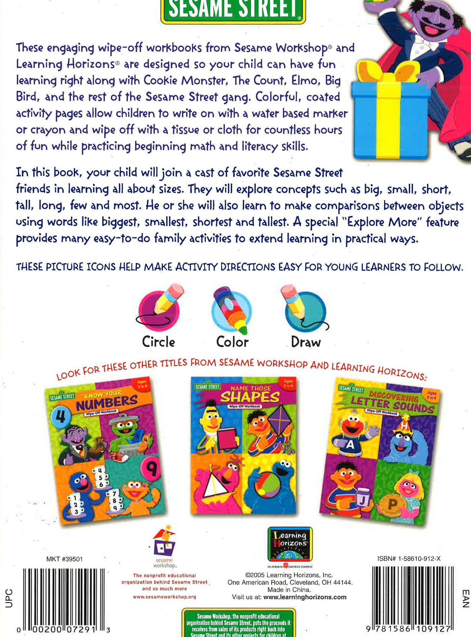 Sesame Street Let's Compare Sizes Wipe Off Workbk – BookXcess