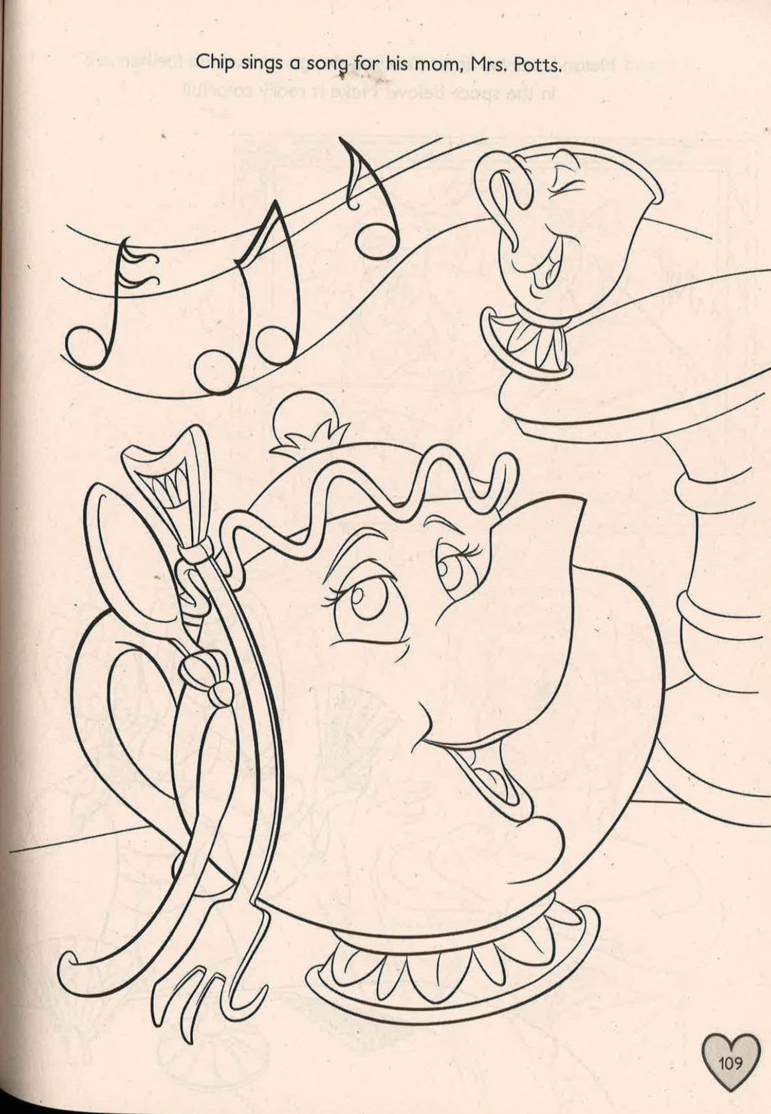 chip and mrs potts coloring pages